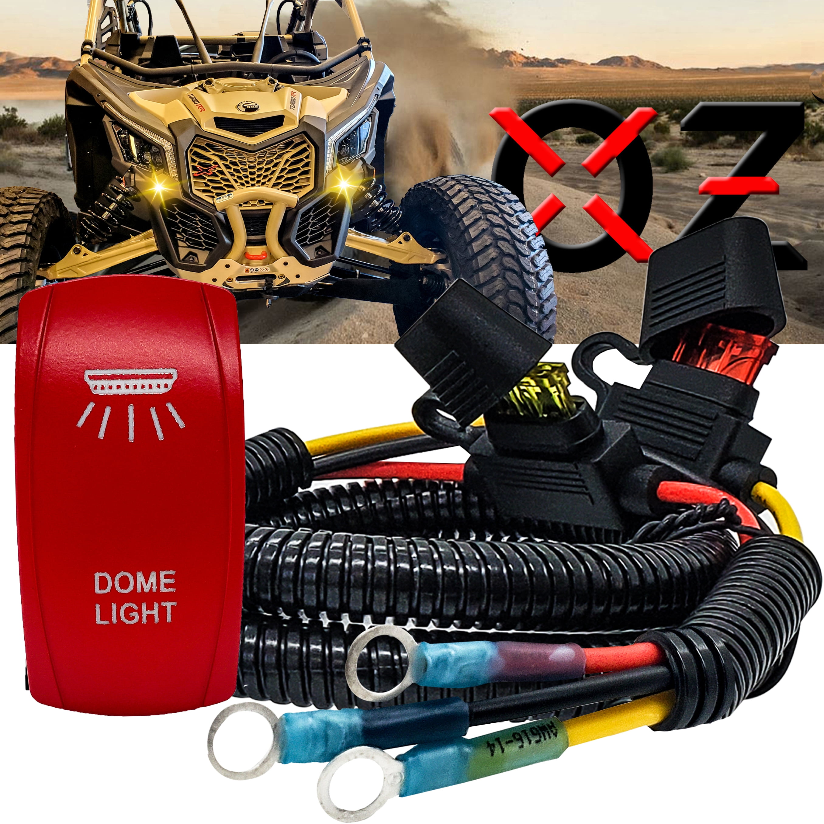 Dome Lights On/Off Red Rocker Switch with Power Distribution Block Wire ...