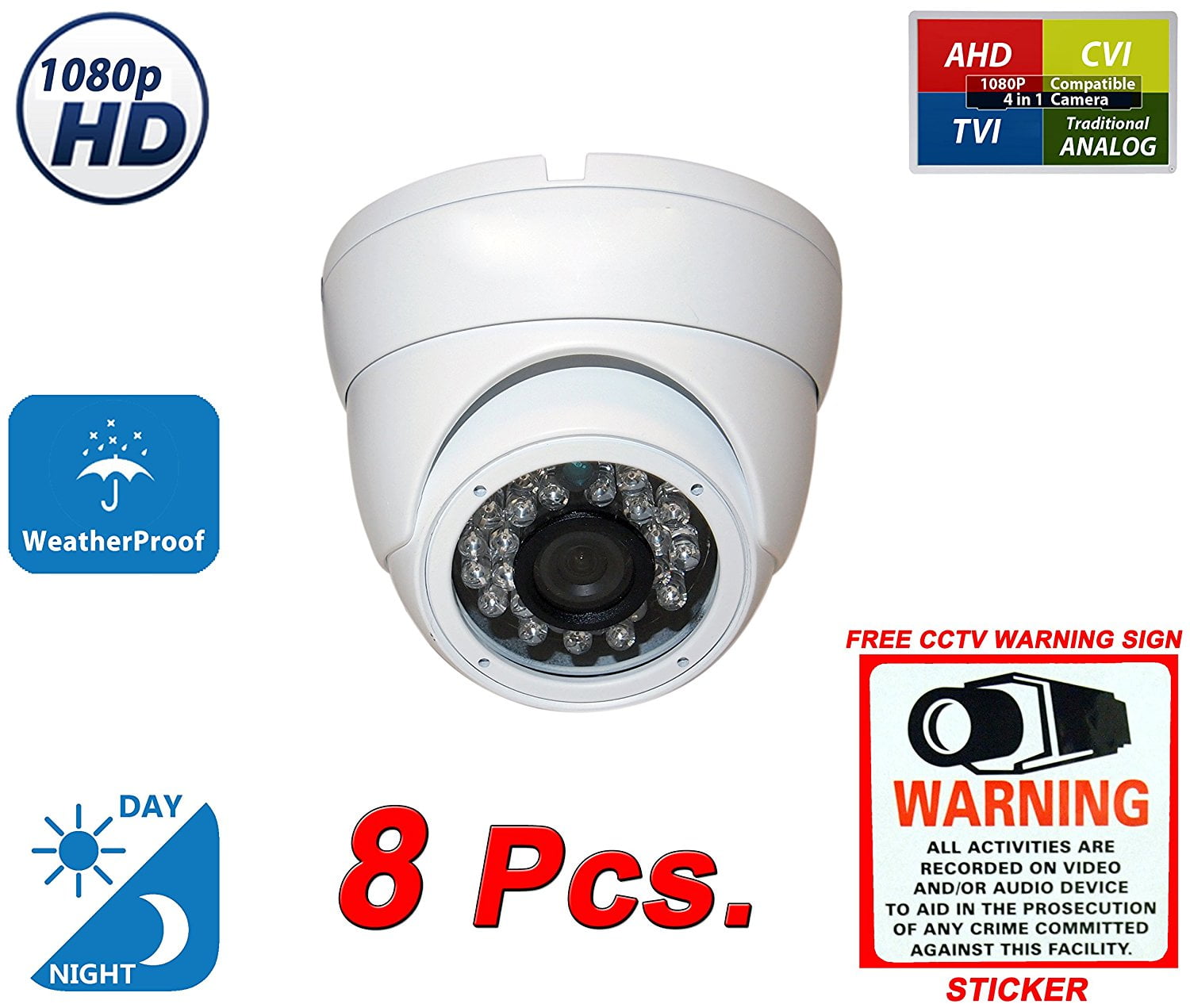 Evertech Dome Security Camera 2.4MP 1080P HD Waterproof Outdoor Indoor ...