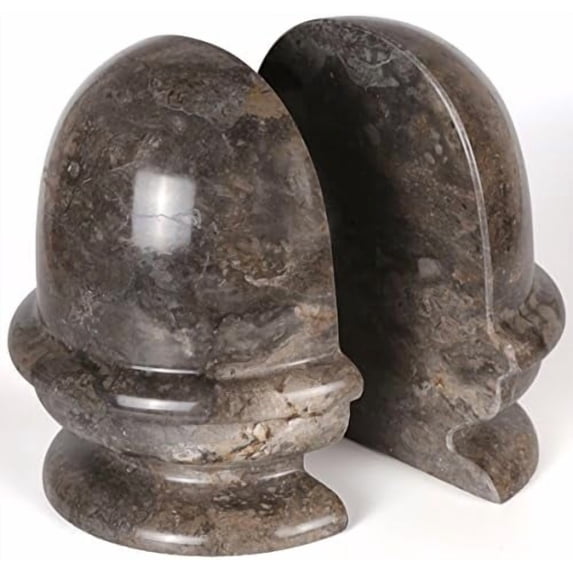 Dome-Shaped Solid Marble Bookends – Heavy-Duty Book Ends for Shelves ...