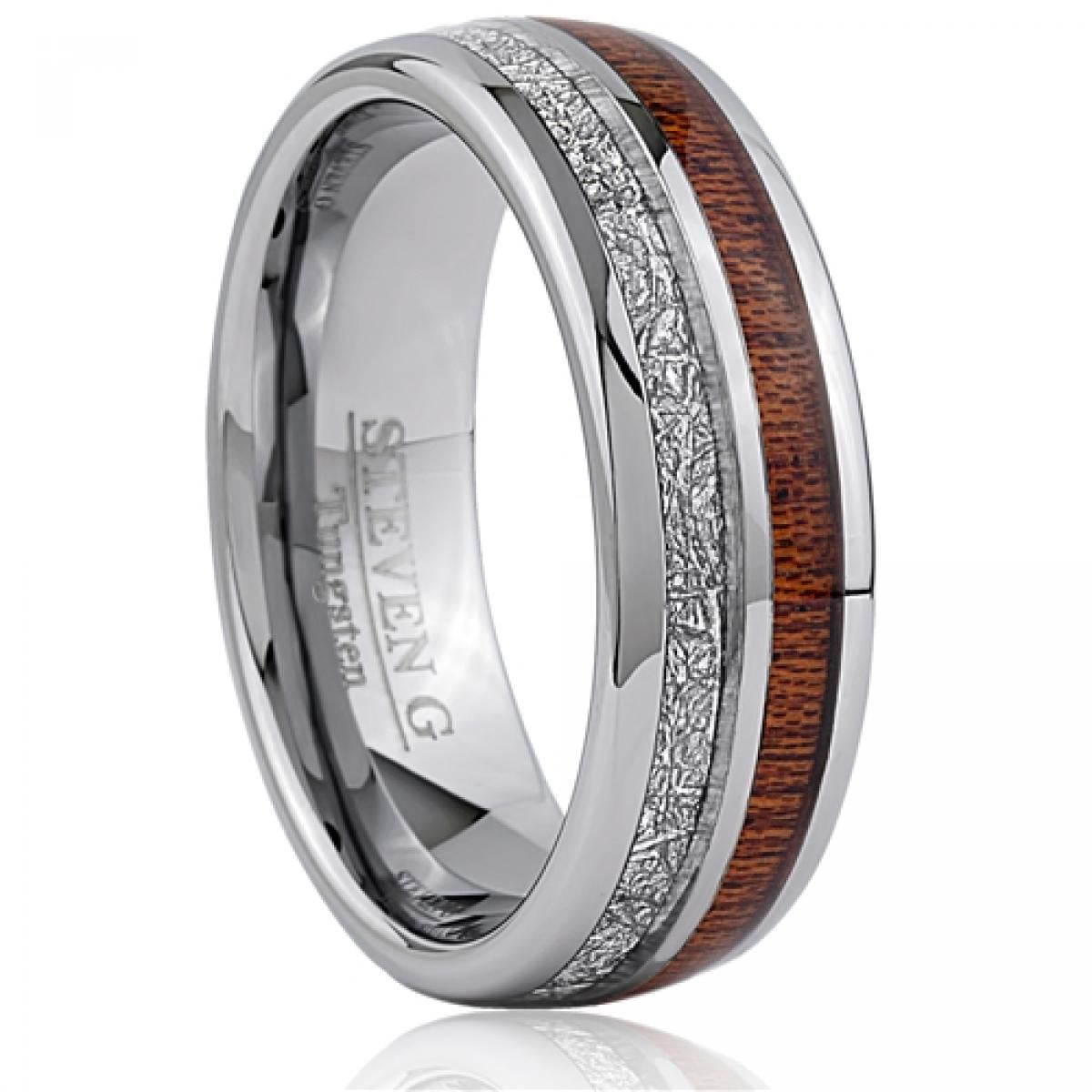 Dome With Koa Wood And Man-Made Meteorite Inlay Ring - Walmart.com