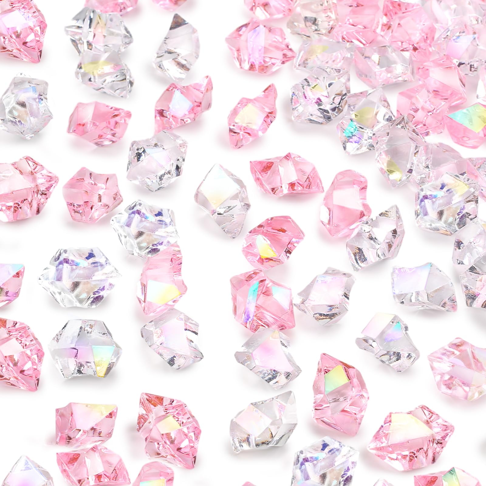 DomeStar 150PCS Dazzling Ice Rocks, Holographic Clear Acrylic Crushed ...