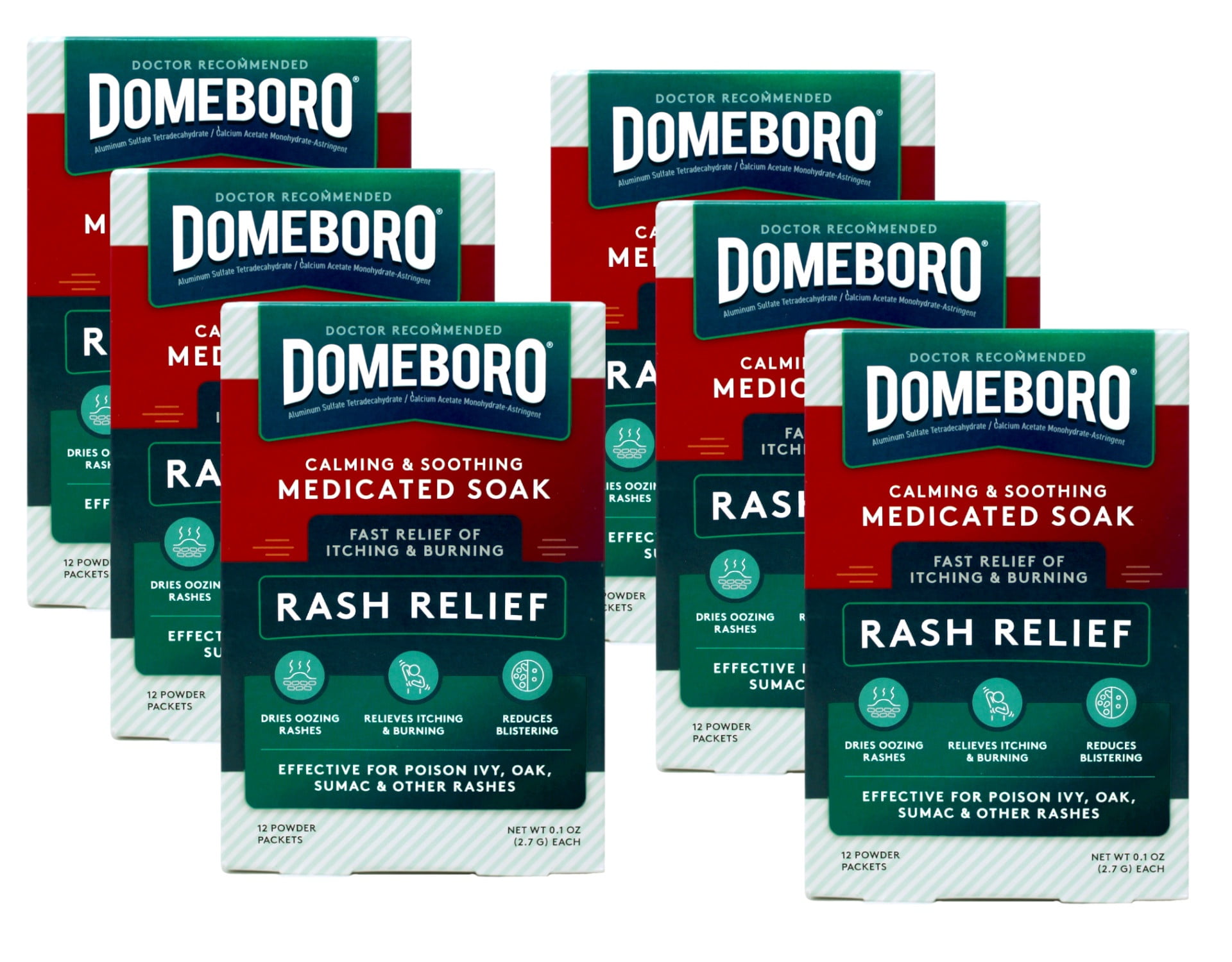 Domeboro Astringent Solution Powder Packets - 12 Packets, Pack of 6 ...