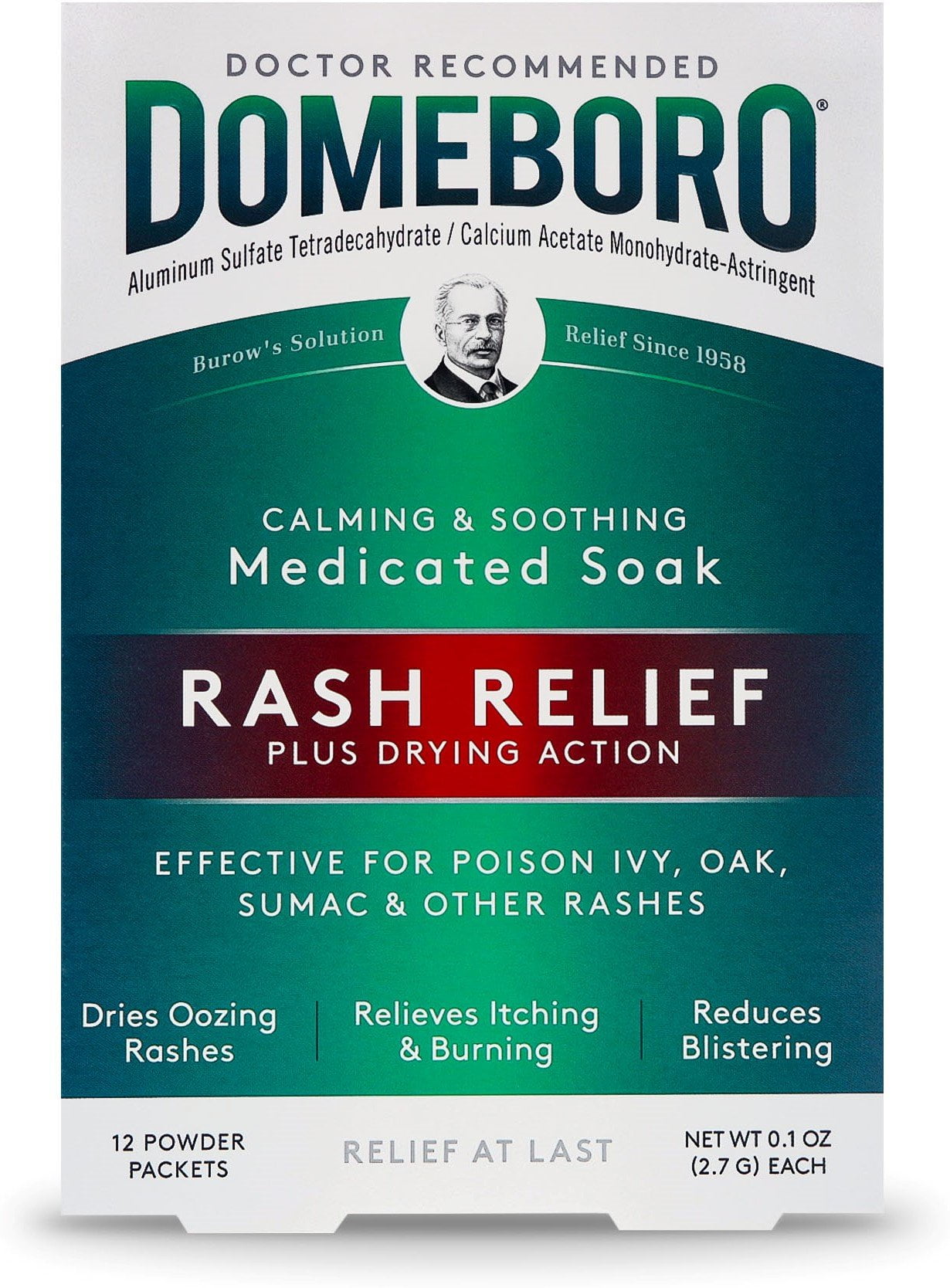 Domeboro Astringent Solution Powder Rash Relief, Treats Redness and ...