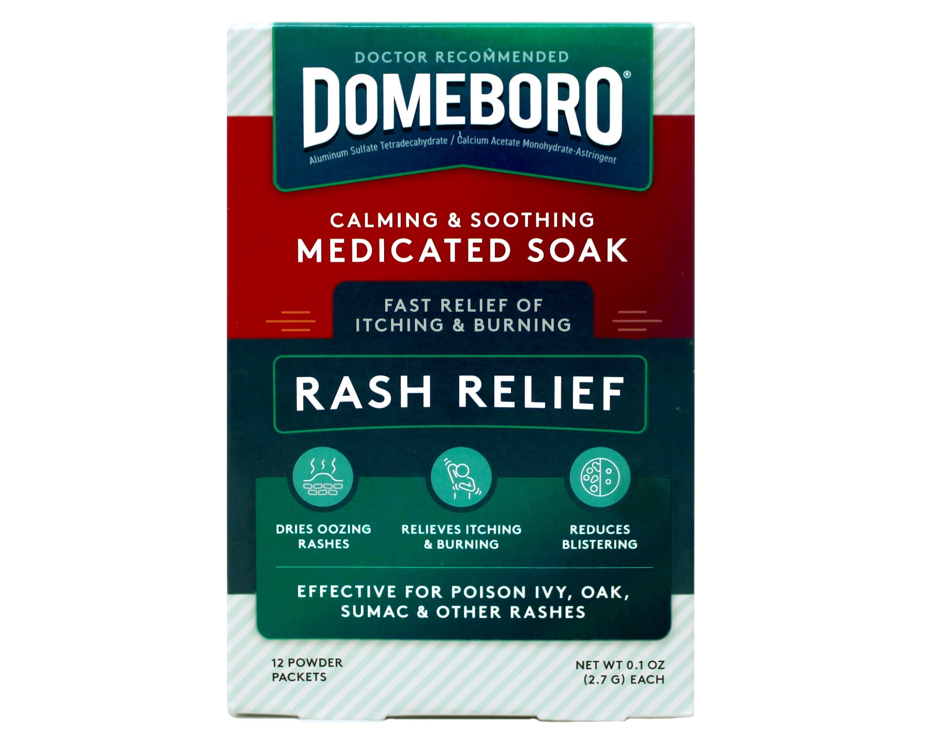 Domeboro First Aid Medicated Soak for Rash Relief, Burow’s Solution, 12 ...