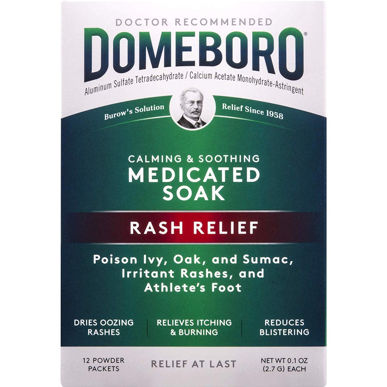 Domeboro Medicated Soak Rash Relief 12 Powder Packets (Pack of 2 ...