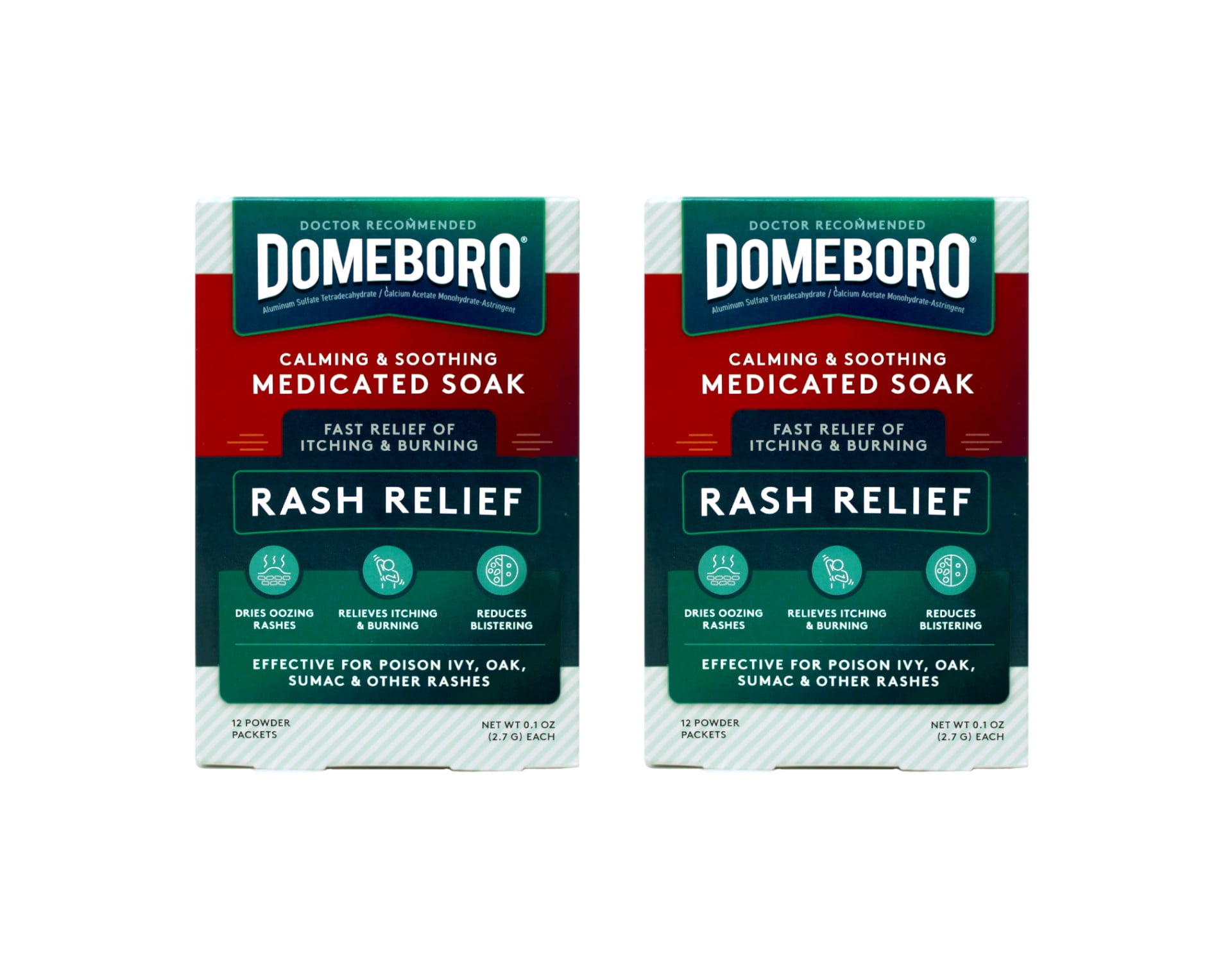 Domeboro Medicated Soak Powder, Rash Relief, 12 ct, 2-Pack, Astringent ...