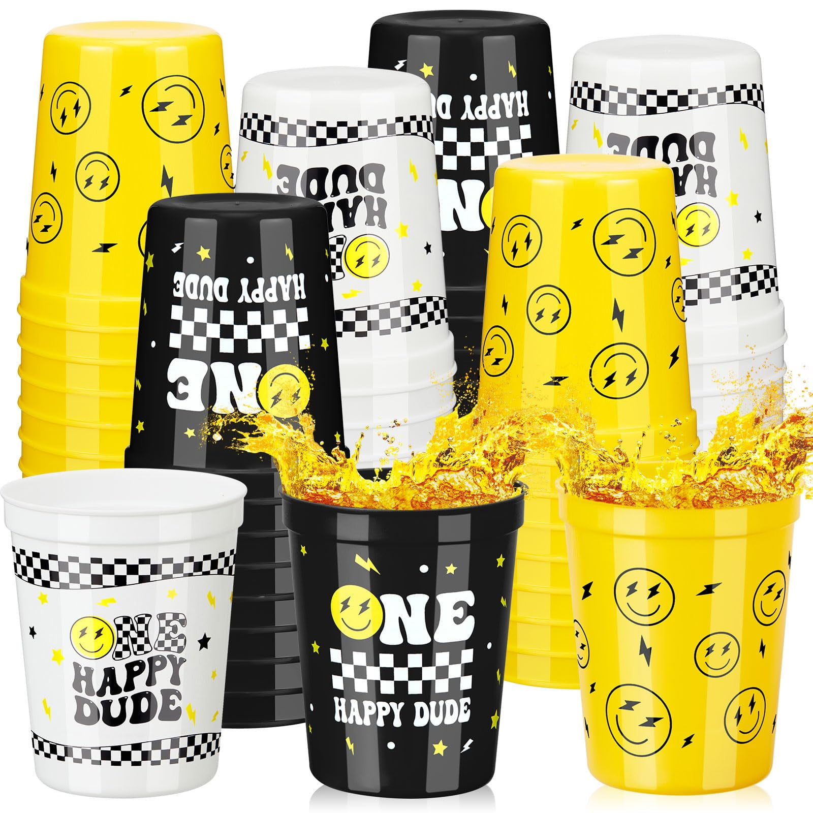 Domensi 24 Pcs One Happy Dude Plastic Cups 16oz Reusable One Happy Dude ...