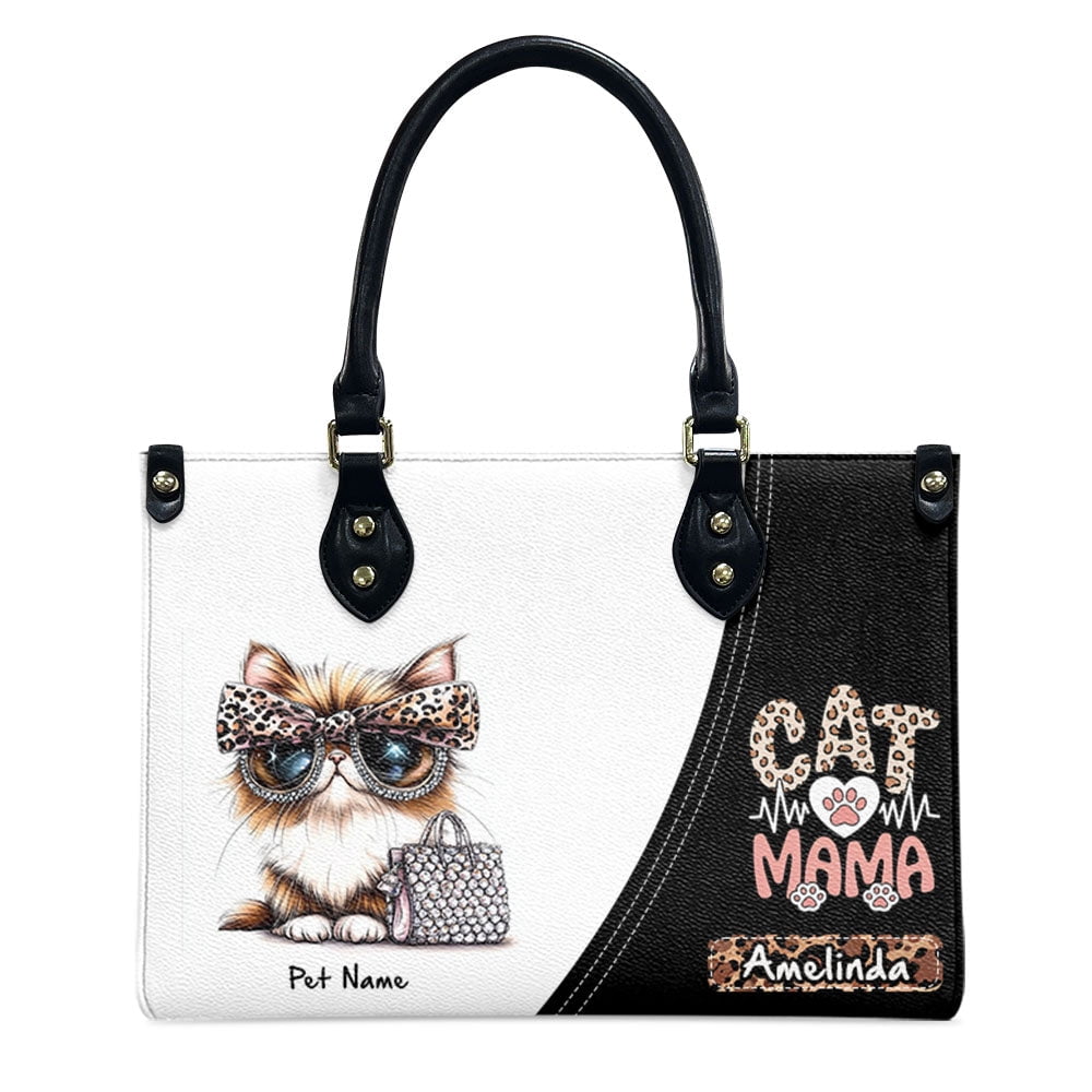 Domestic Longhair Cat Bag, Personalized Leather Handbags For Women ...