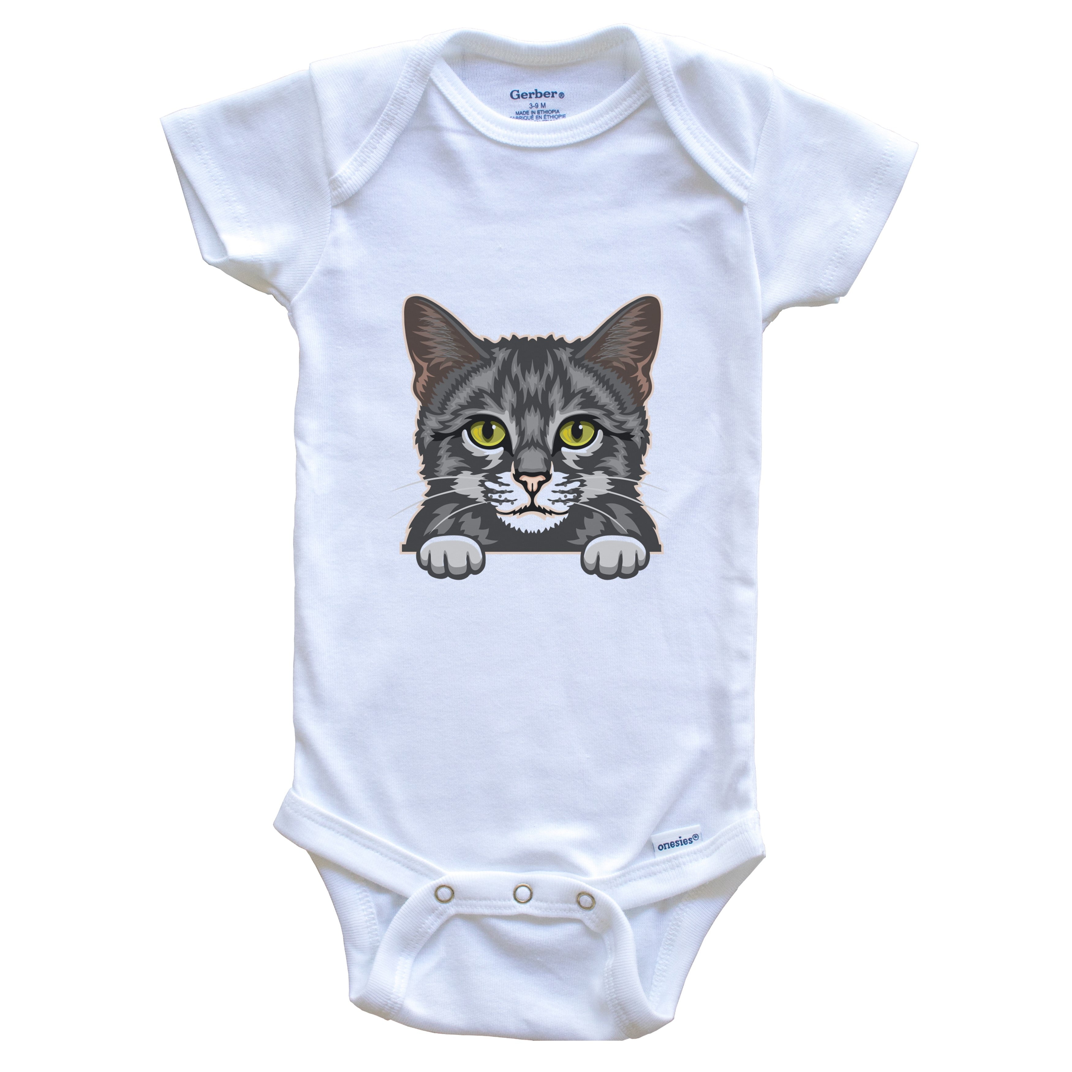 Domestic Shorthair Cat Popping Up Fun Cat Kitten Baby Bodysuit, 0-3 ...