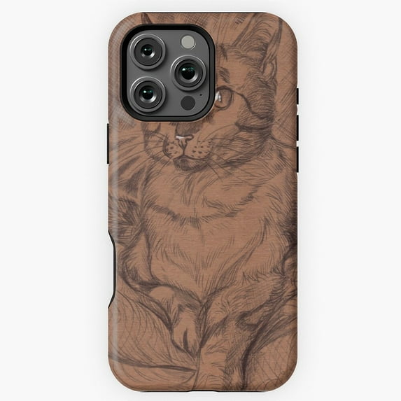 Domestic Tabby Cat Minimal Pet Portrait Art Phone Case Compatible ...