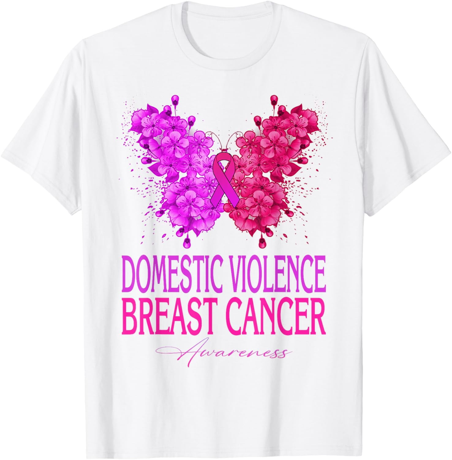 Domestic Violence And Breast Cancer Awareness Month T-Shirt men and ...