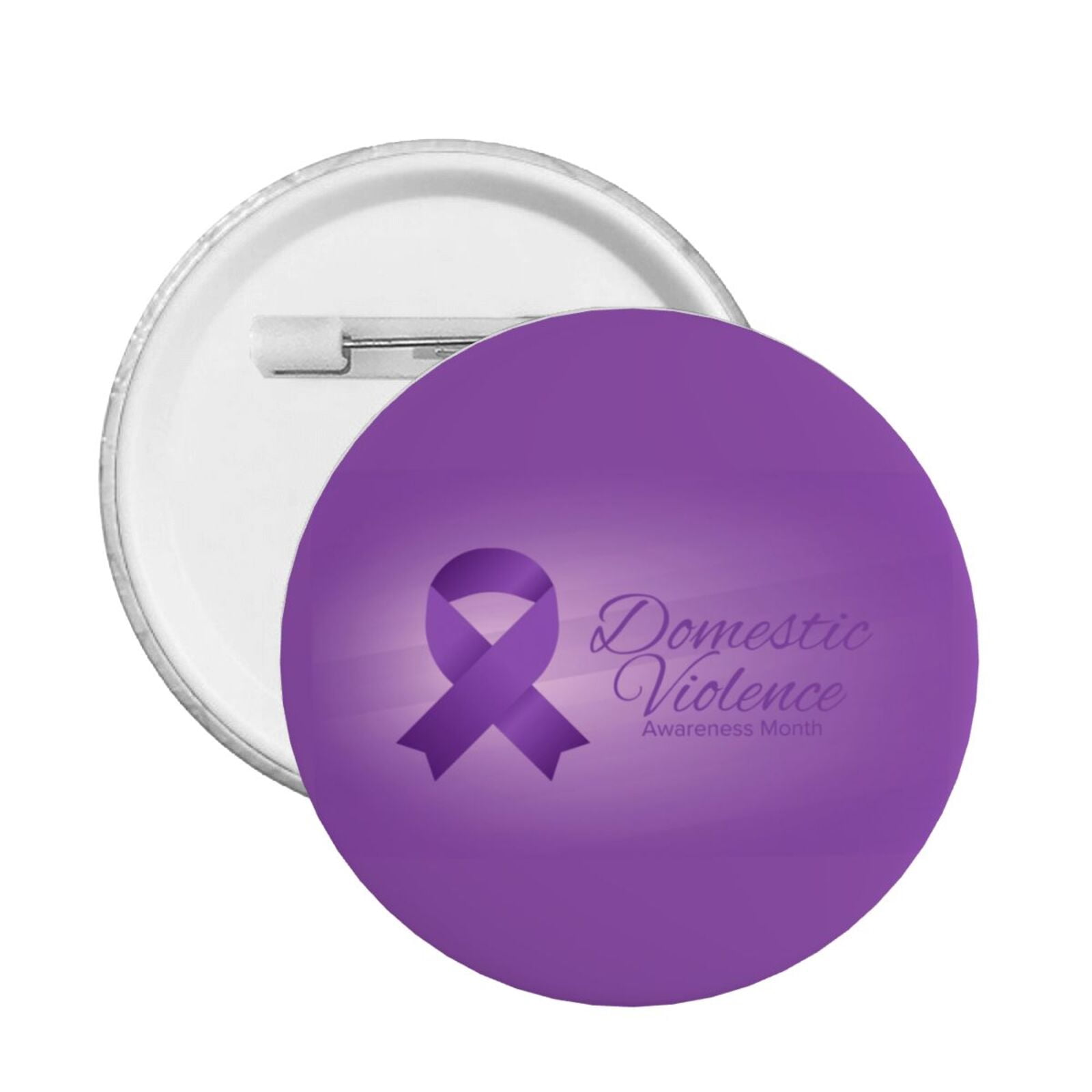 Domestic Violence Awareness Month Purple Ribbon Circular Button Fashion ...