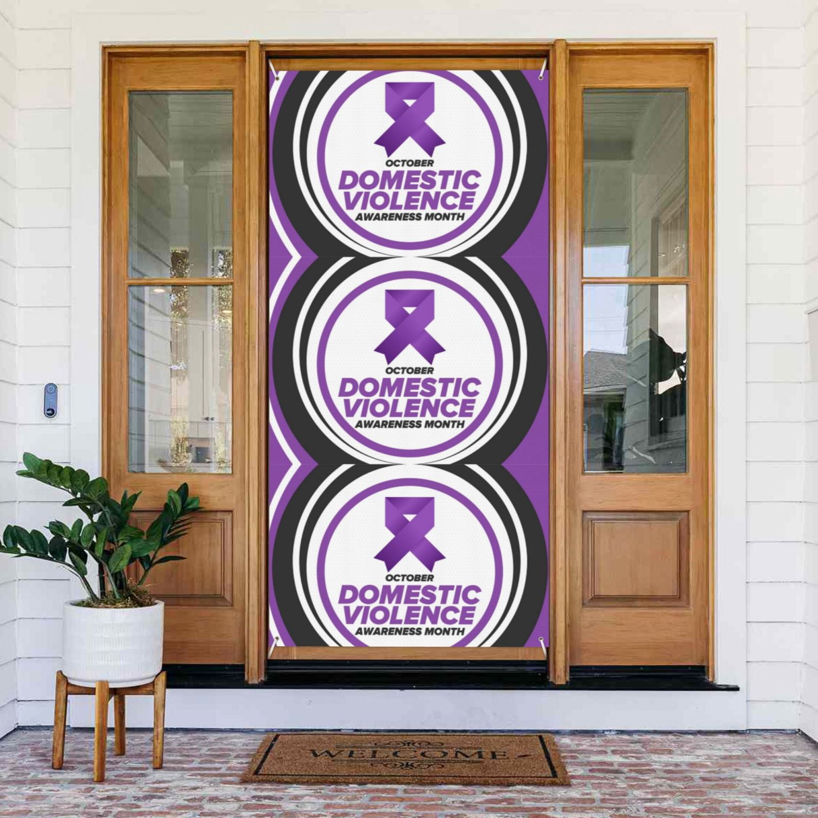Domestic Violence Awareness Month Purple Ribbon Door Cover Decoration ...