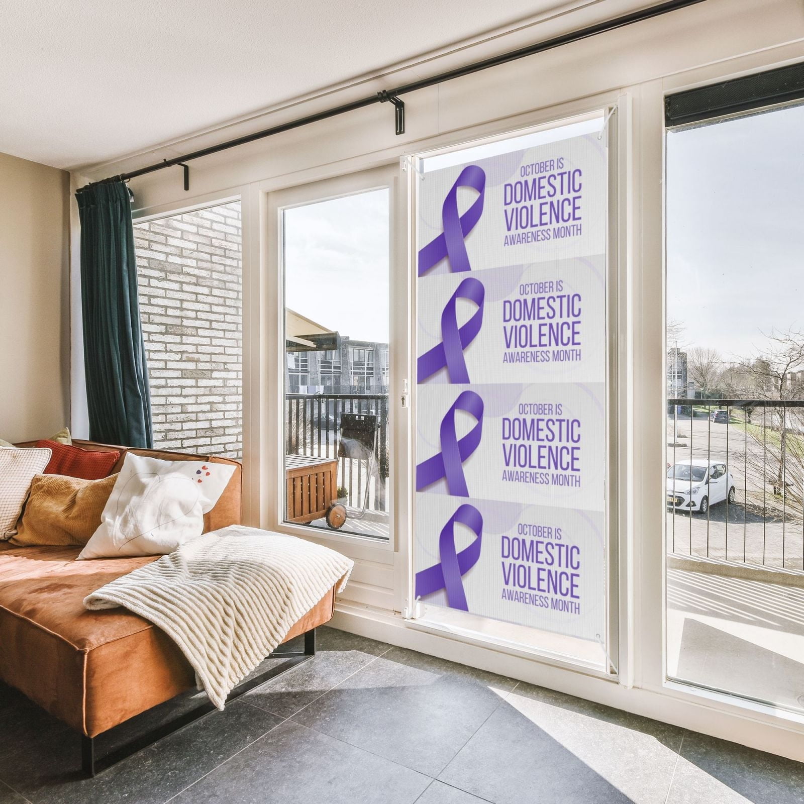 Domestic Violence Awareness Month Purple Ribbon Door Cover Decoration ...
