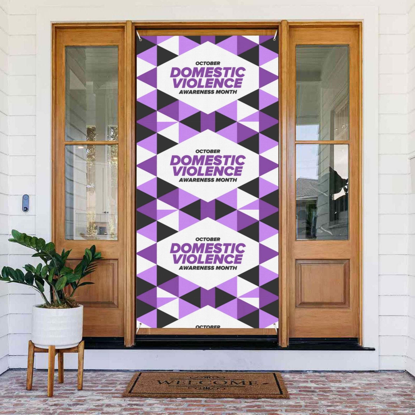 Domestic Violence Awareness Month Purple Ribbon Door Cover Decoration ...