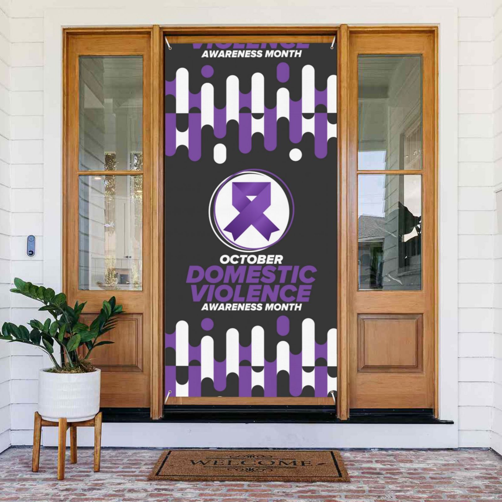 Domestic Violence Awareness Month Purple Ribbon Door Cover Decoration ...