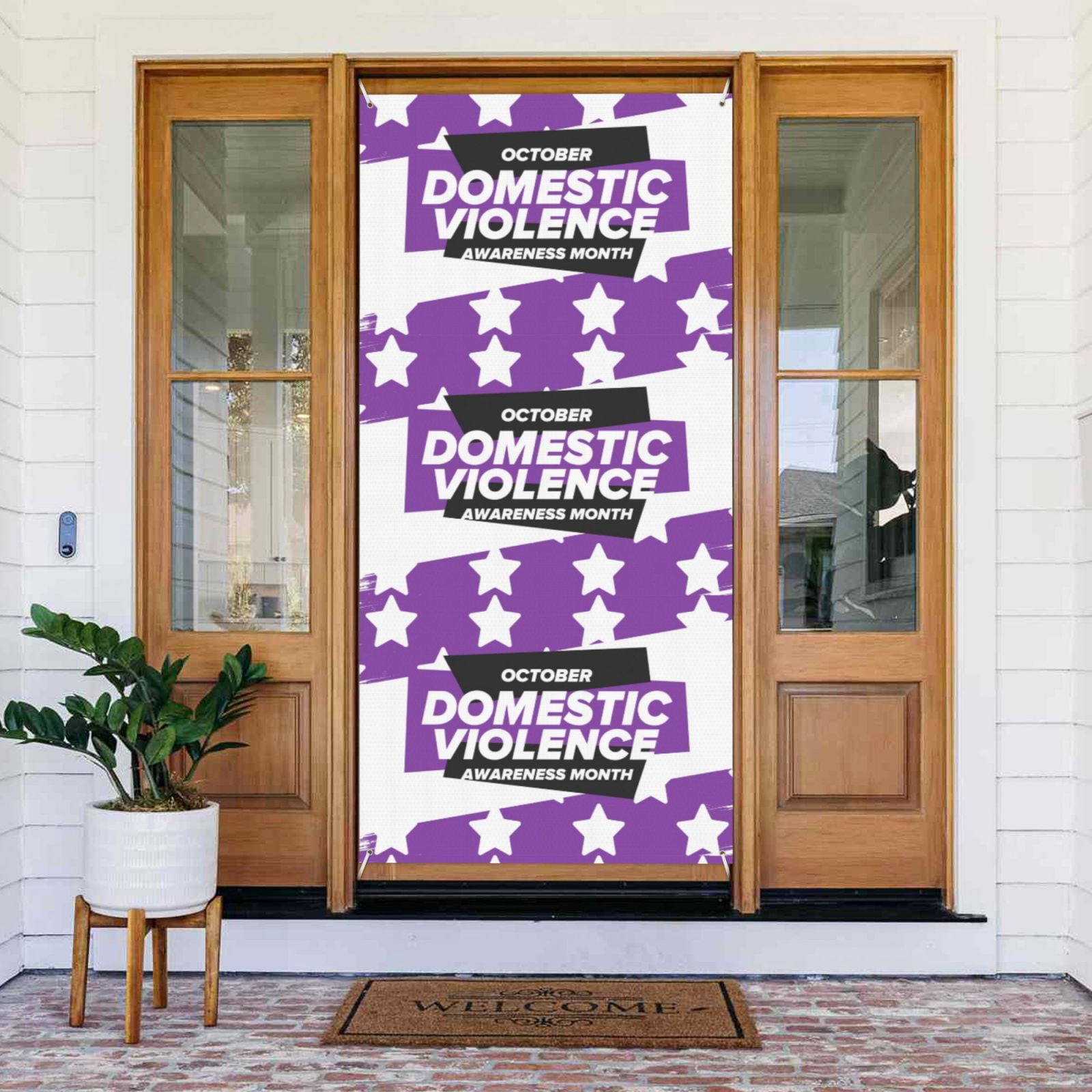 Domestic Violence Awareness Month Purple Ribbon Door Cover Decoration ...
