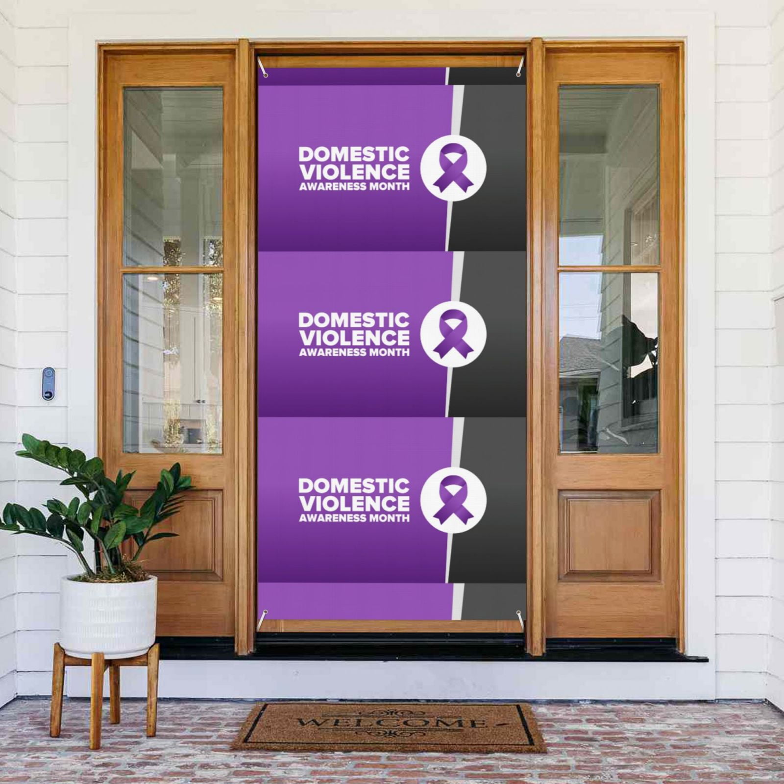 Domestic Violence Awareness Month Purple Ribbon Door Cover Decoration ...