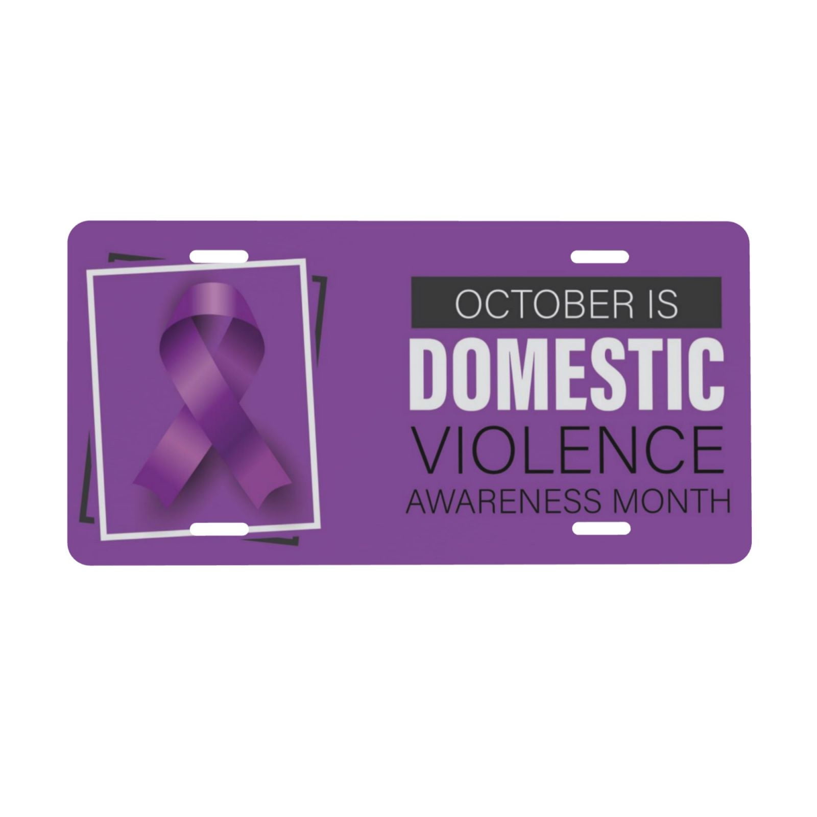 Domestic Violence Awareness Month Purple Ribbon License Plate Funny ...