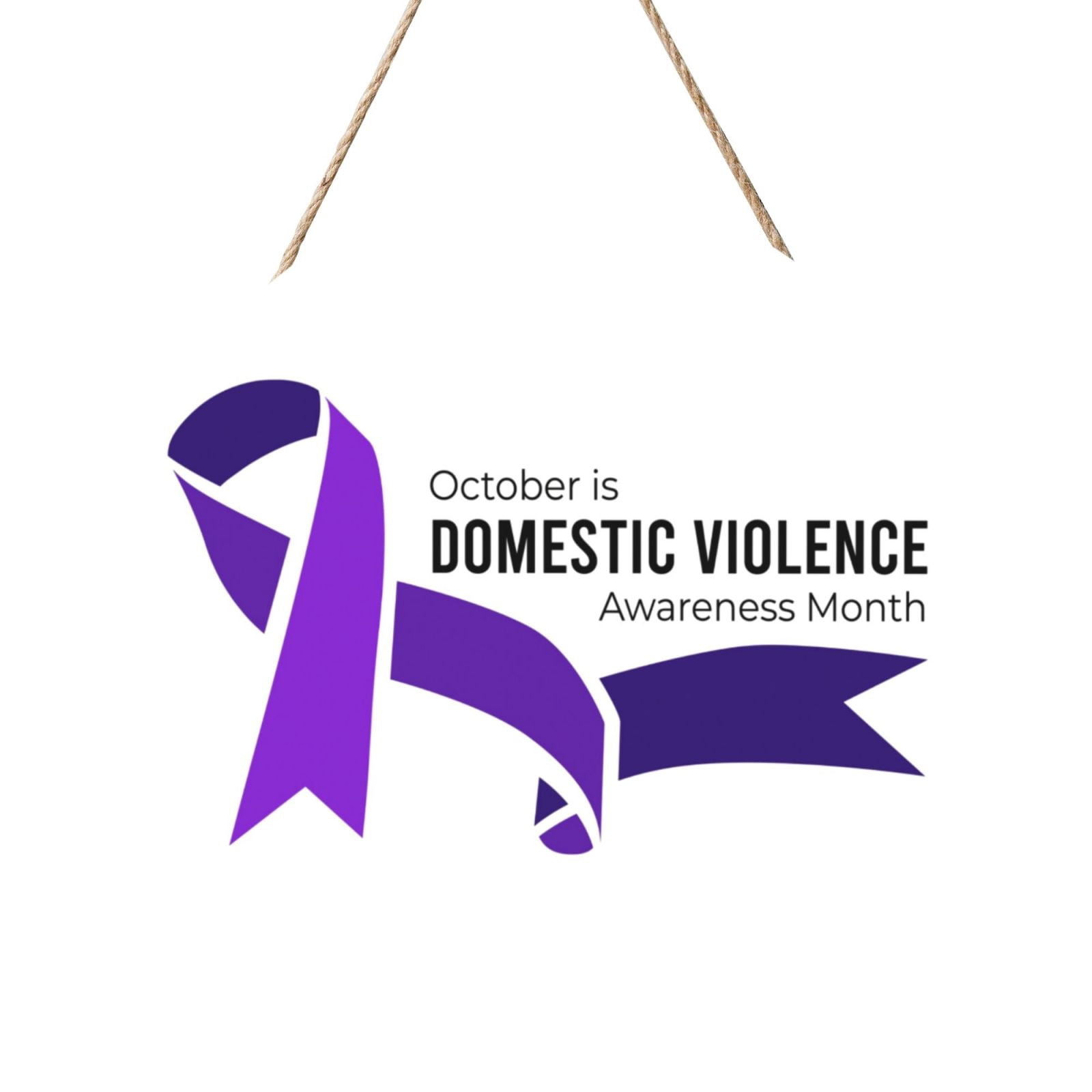 Domestic Violence Awareness Month Purple Ribbon Wooden Hanging Sign ...