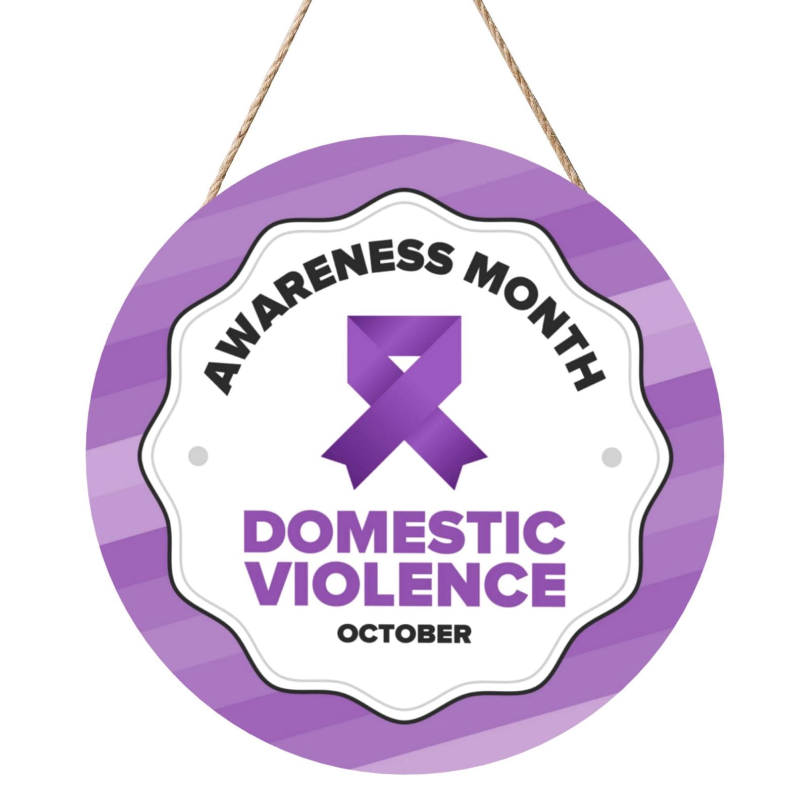 Domestic Violence Awareness Month Purple Ribbon Wooden Hanging Sign ...