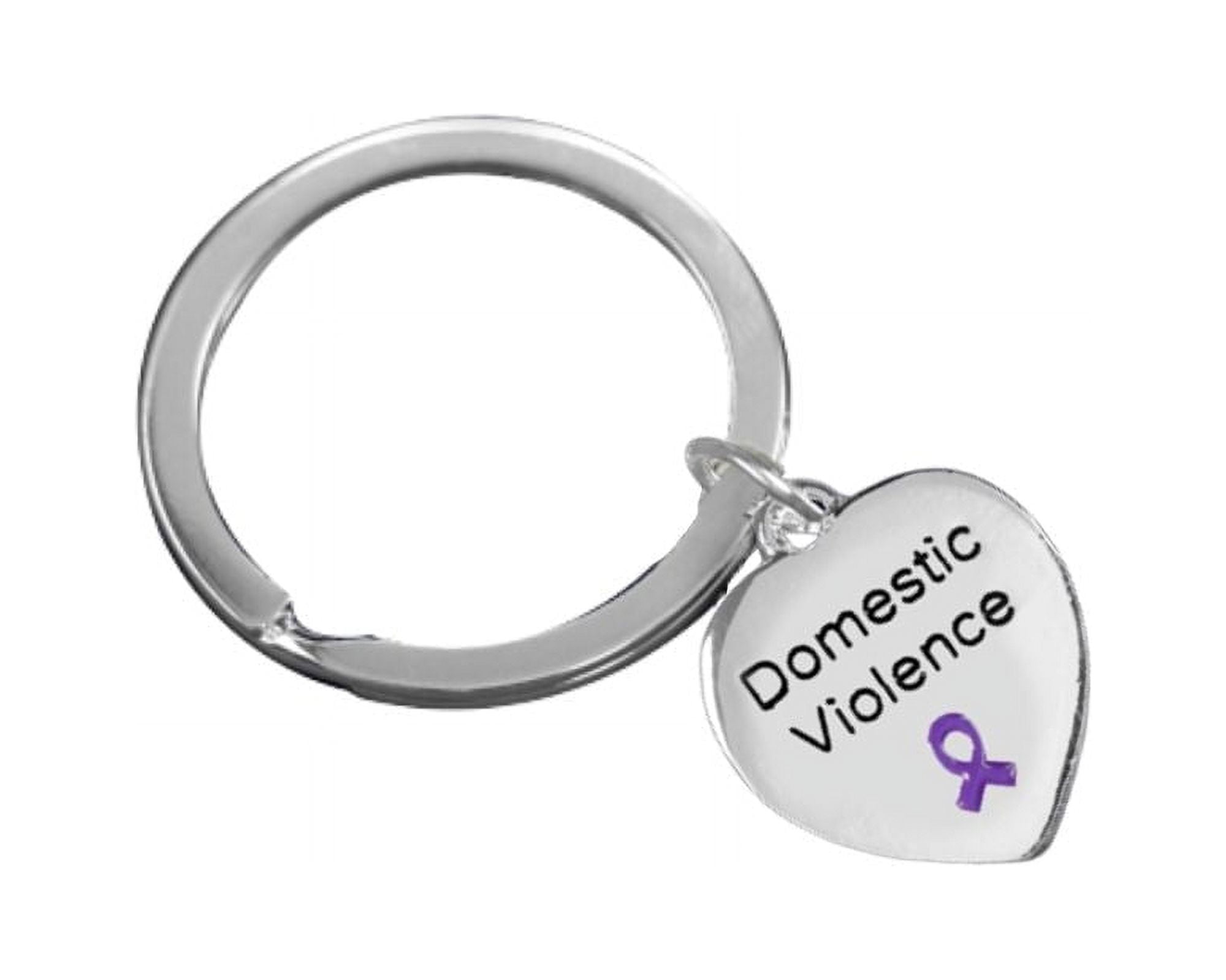 Domestic Violence Awareness Ribbon Heart Charm Split Style Keychains ...