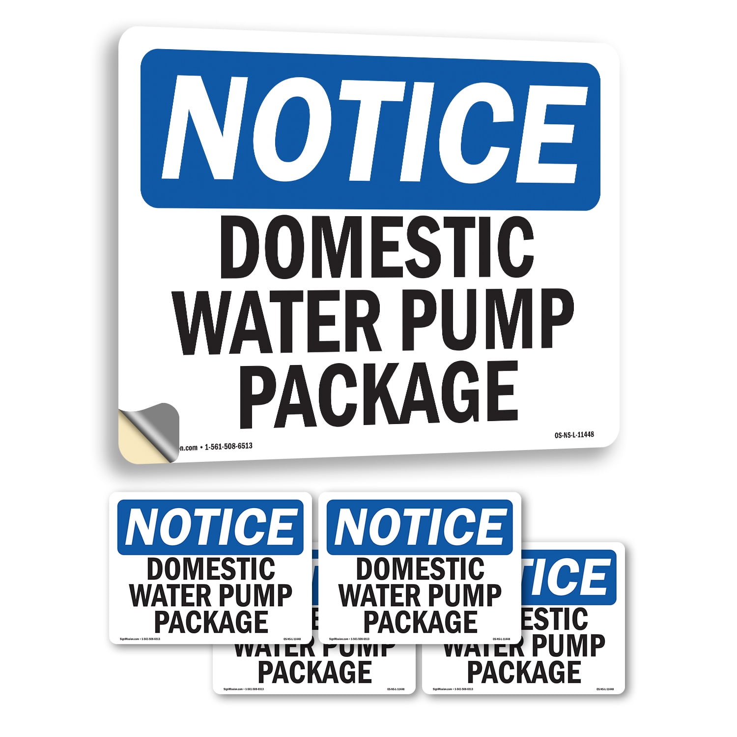 Domestic Water Pump Package OSHA Notice Vinyl Decal Label 10 Inch x 7 ...