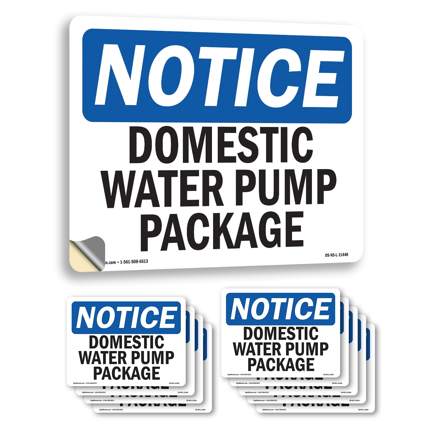 Domestic Water Pump Package OSHA Notice Vinyl Decal Label 18 Inch x 12 ...