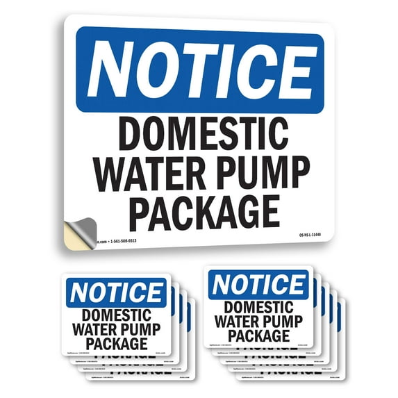 Domestic Water Pump Package OSHA Notice Vinyl Decal Label 24 Inch x 18 ...