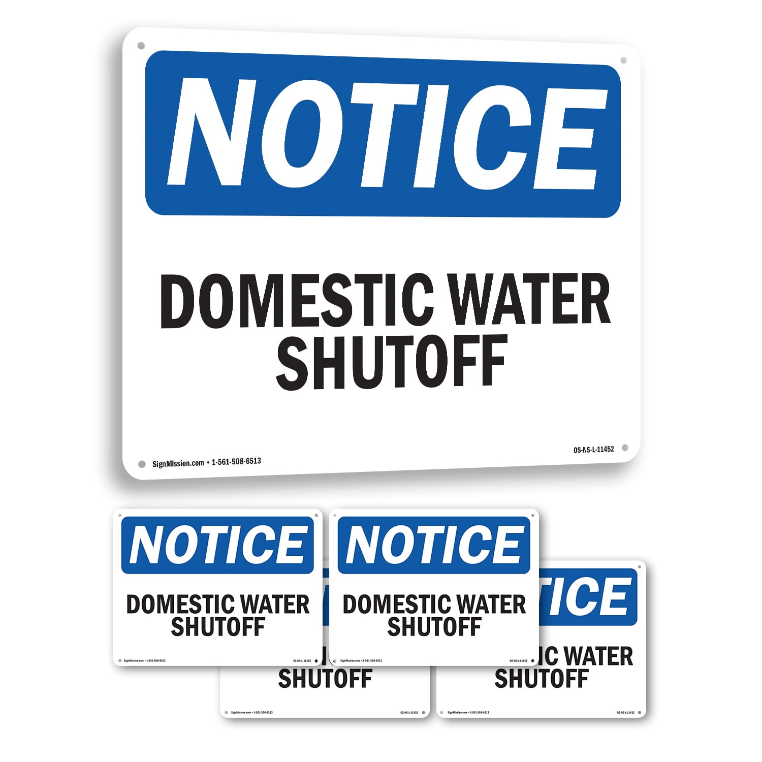 Domestic Water Shutoff OSHA Notice Rigid Plastic Sign 10 Inch x 7 Inch ...