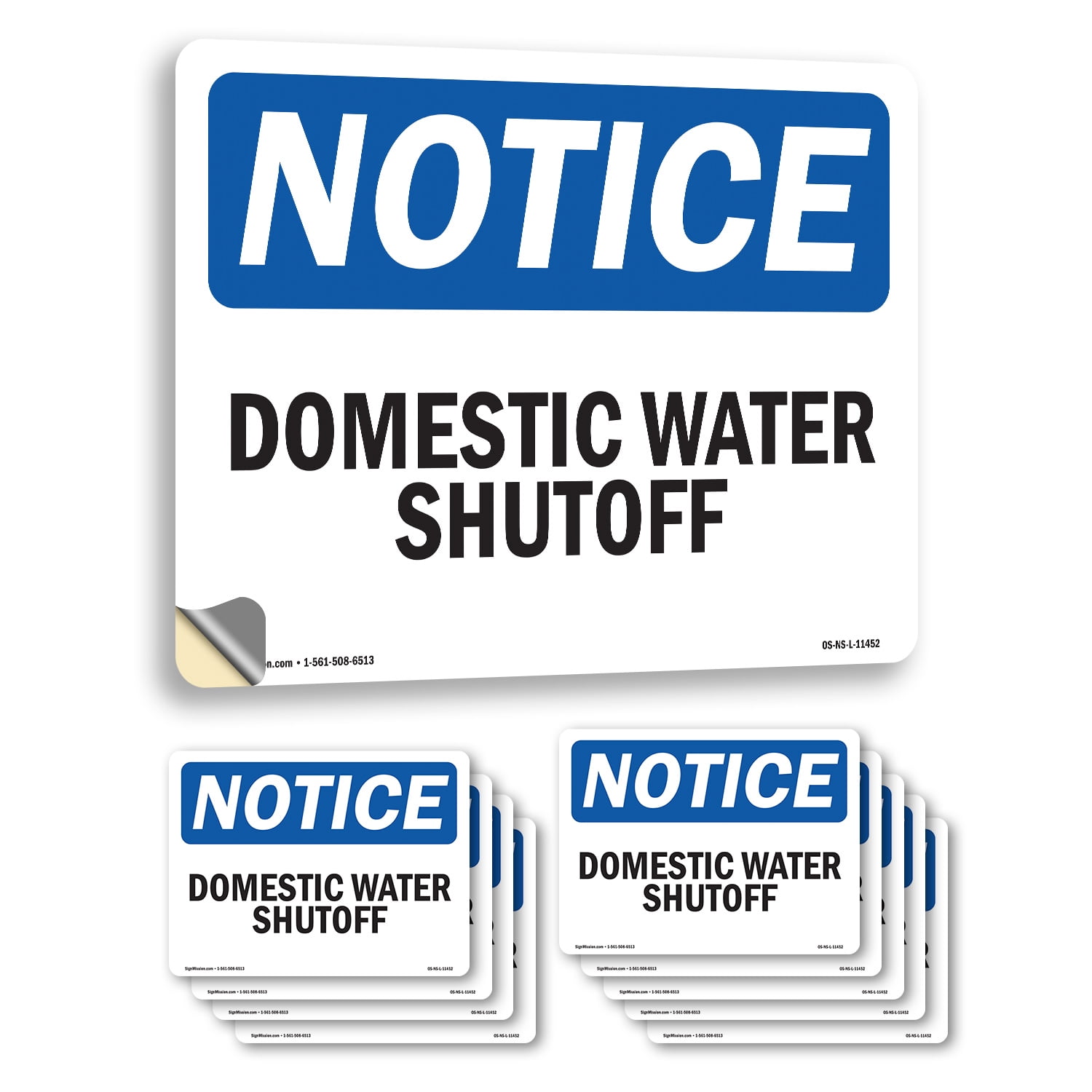 Domestic Water Shutoff OSHA Notice Vinyl Decal Label 14 Inch x 10 Inch ...