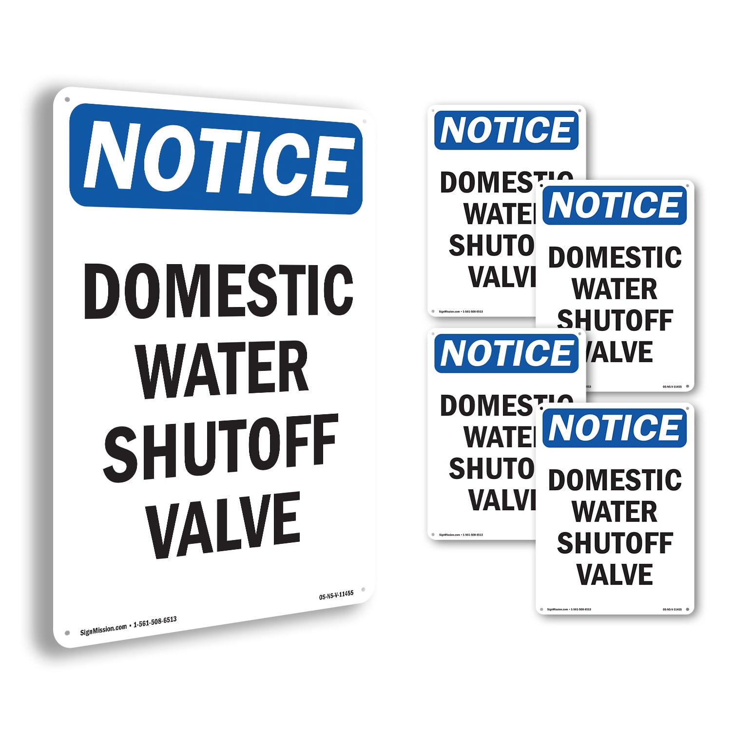 Domestic Water Shutoff Valve OSHA Notice Rigid Plastic Sign 18 Inch x ...