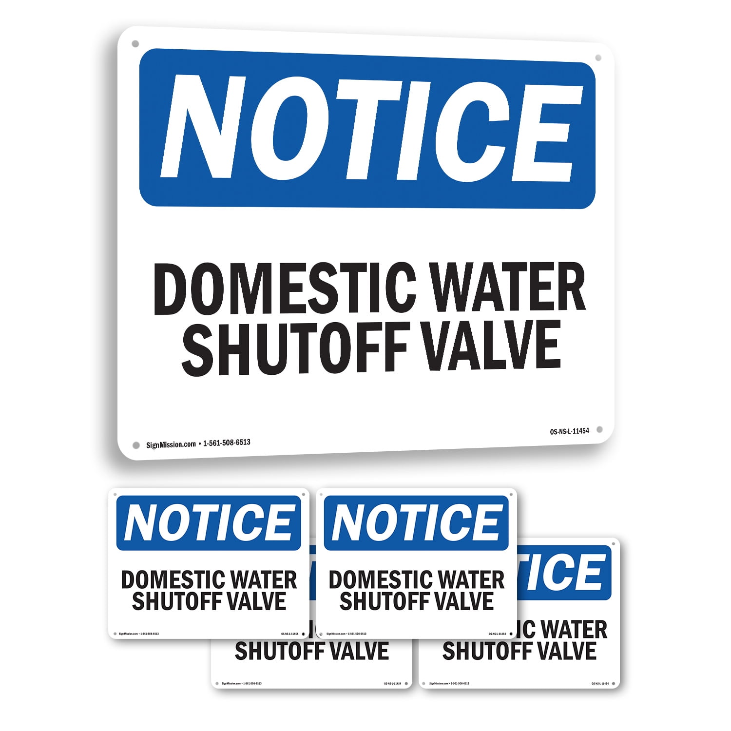 Domestic Water Shutoff Valve OSHA Notice Rigid Plastic Sign 24 Inch x ...