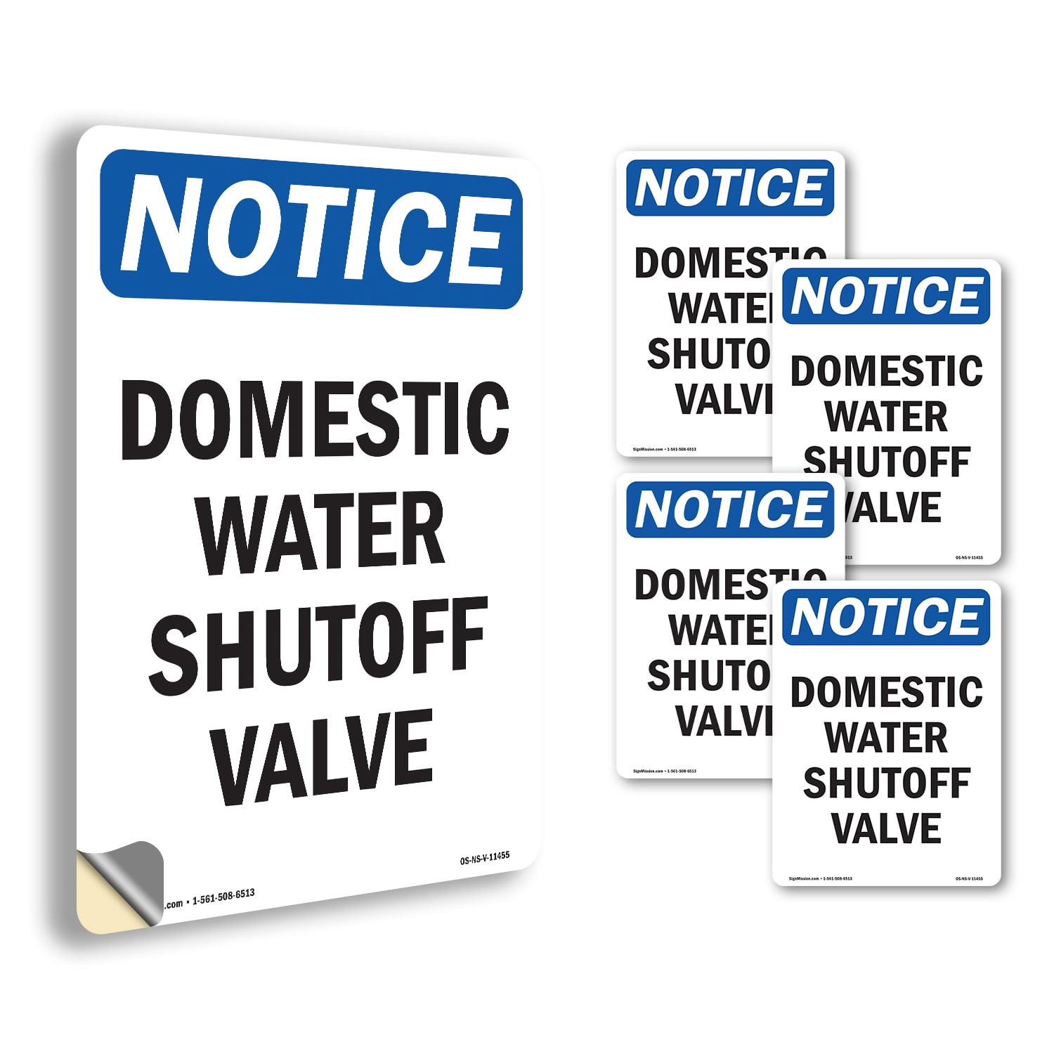 Domestic Water Shutoff Valve OSHA Notice Vinyl Decal Label 10 Inch x 7 ...