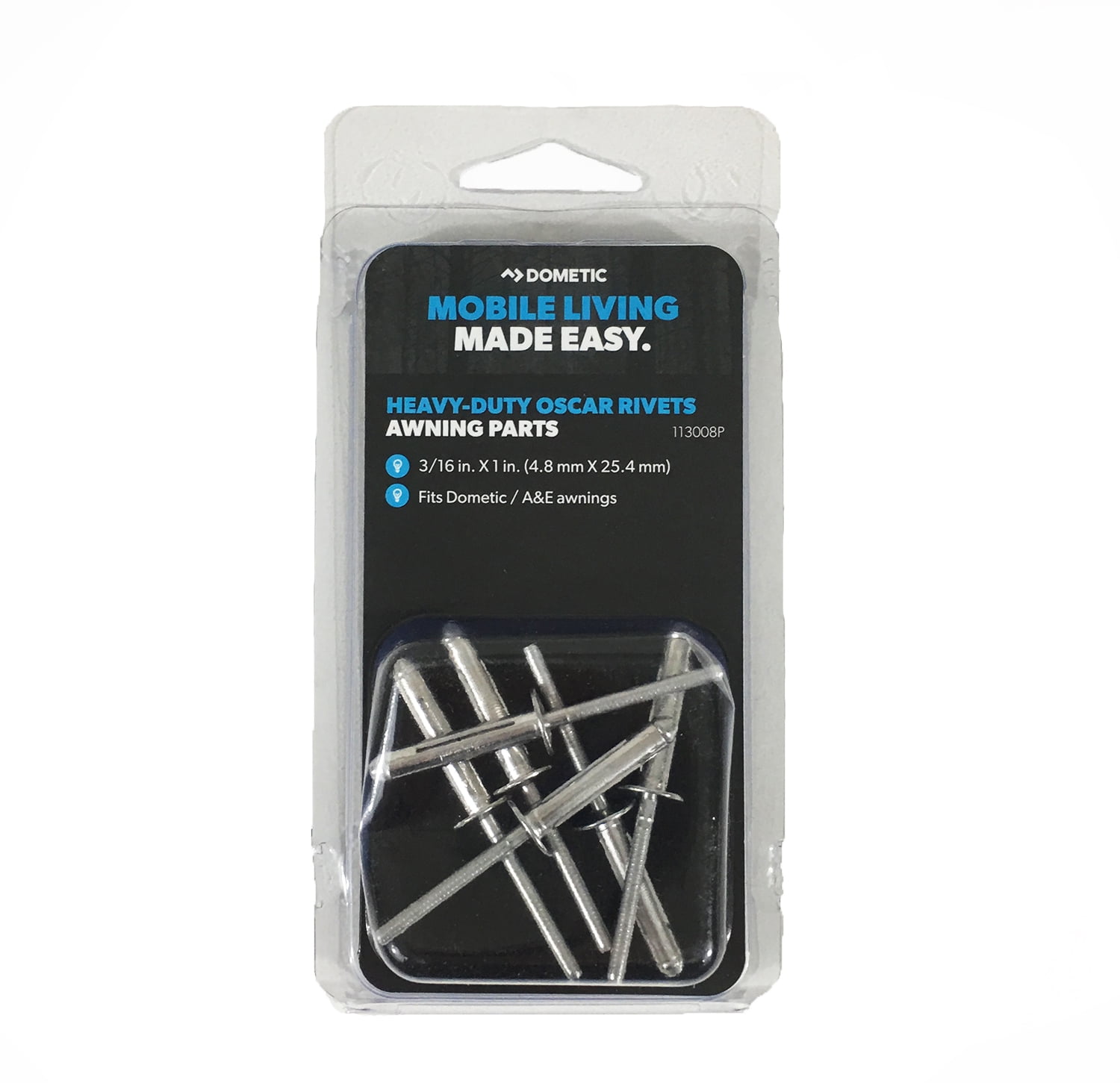Dometic 113008P Oscar Rivet 3/16 inch by 1 Inch Pack of Six - Walmart.com