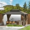 Domi 10'x14' Hardtop Gazebo, Aluminum with Galvanized Steel Double Roof ...