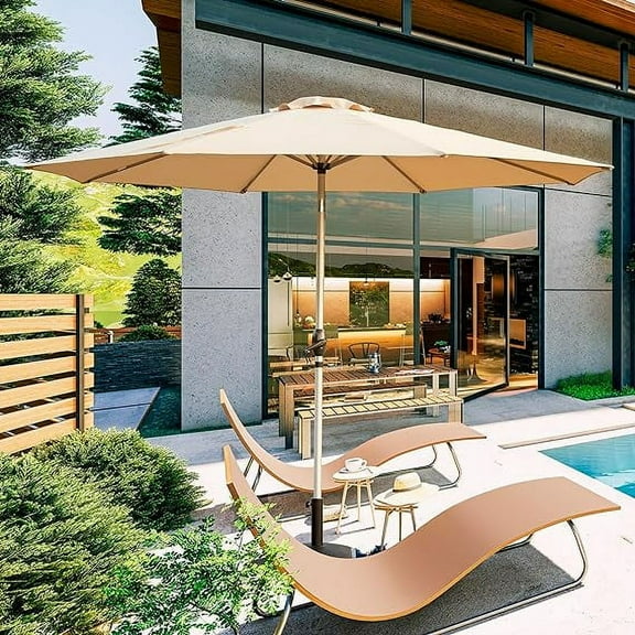 9FT Outdoor Patio Umbrella with Push Button Tilt and Crank, Market ...