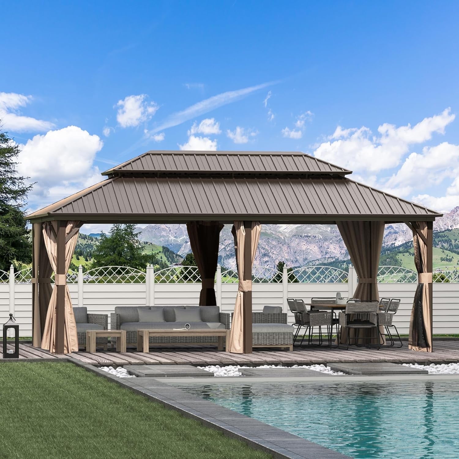 Domi 12'x20' Hardtop Gazebo Canopy Metal,Outdoor Aluminum Gazebo with ...