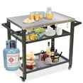 Domi 3-Shelf Outdoor Grill Table, Grill Cart with Wheels, Outdoor Pizza ...