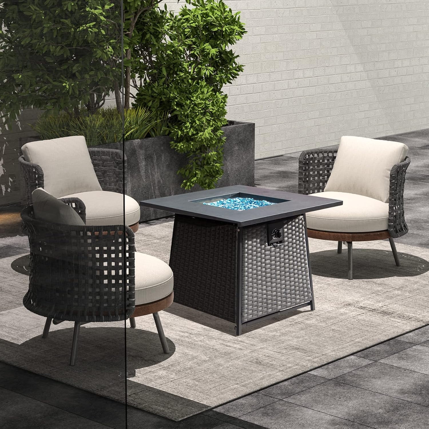 Domi 32in Propane Fire Pit, 50,000 BTU Gas Fire Pit Table with Lid ...