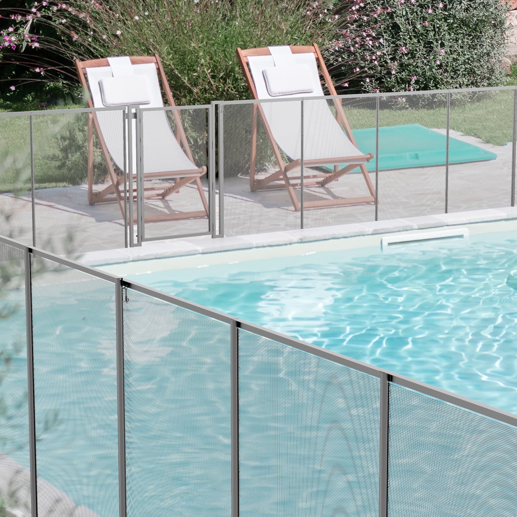 Domi 5FT x 12FT DIY Pool Safety Fence,Removable Black Mesh Fence for ...