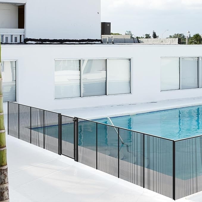 Domi 5FT x 48FT DIY Pool Safety Fence – Removable Black Mesh Fence for ...