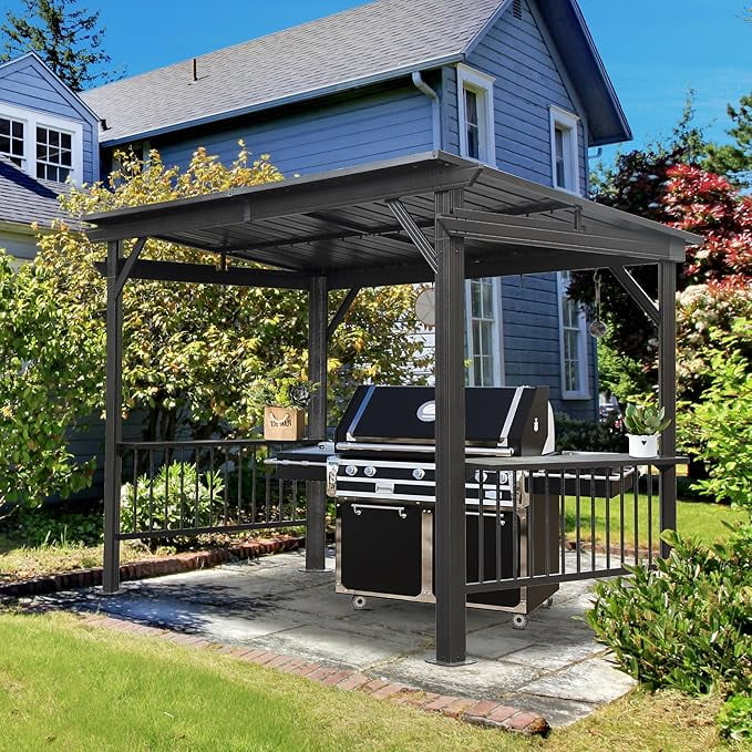 Domi Outdoor Living Grill Gazebo, 6.5x12FT, Gray, Steel Frame ...