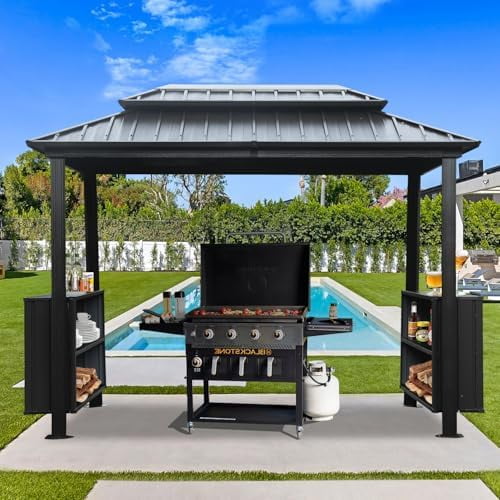 Domi 6x10FT Hardtop Grill Gazebo, Outdoor BBQ Gazebo with Double ...