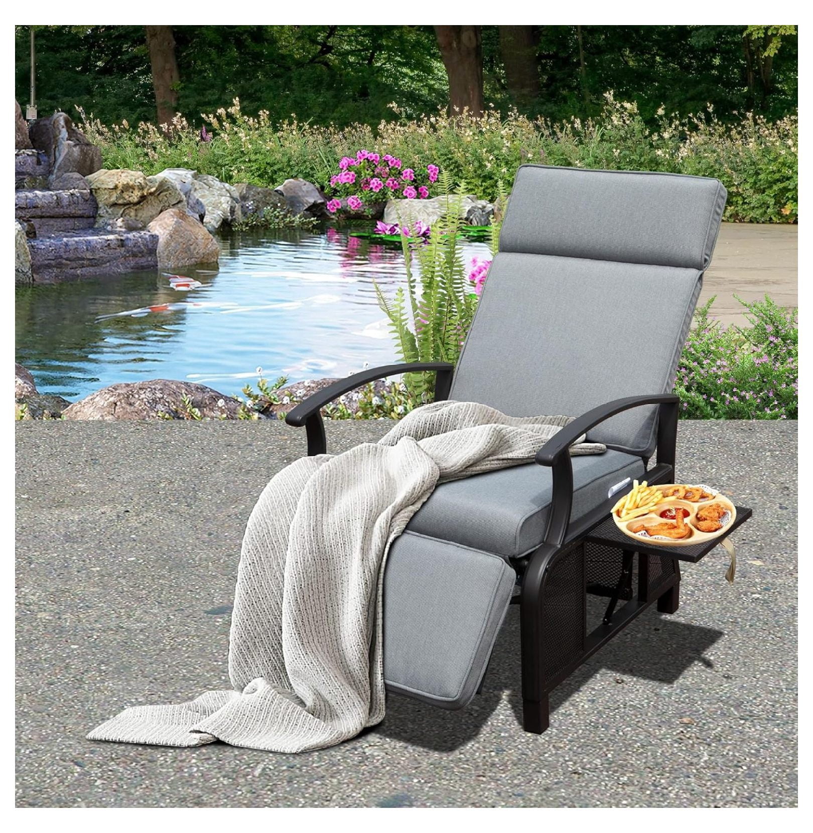 Domi Adjustable Patio Recliner Chair Metal Outdoor Lounge Chair with ...