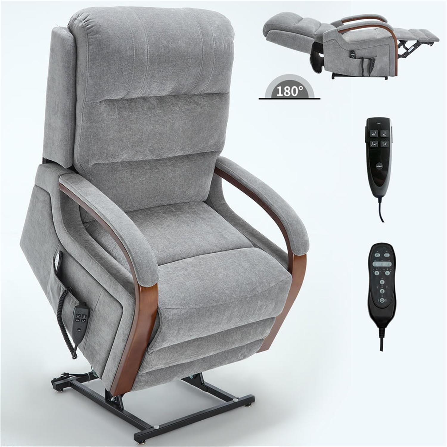 Domi Bonn Power Grey Chenille Lift Recliner Chair Dual Motor Infinite ...