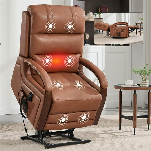 Domi Bonn Power Orange Leatheraire Lift Recliner Chair Dual Motor ...