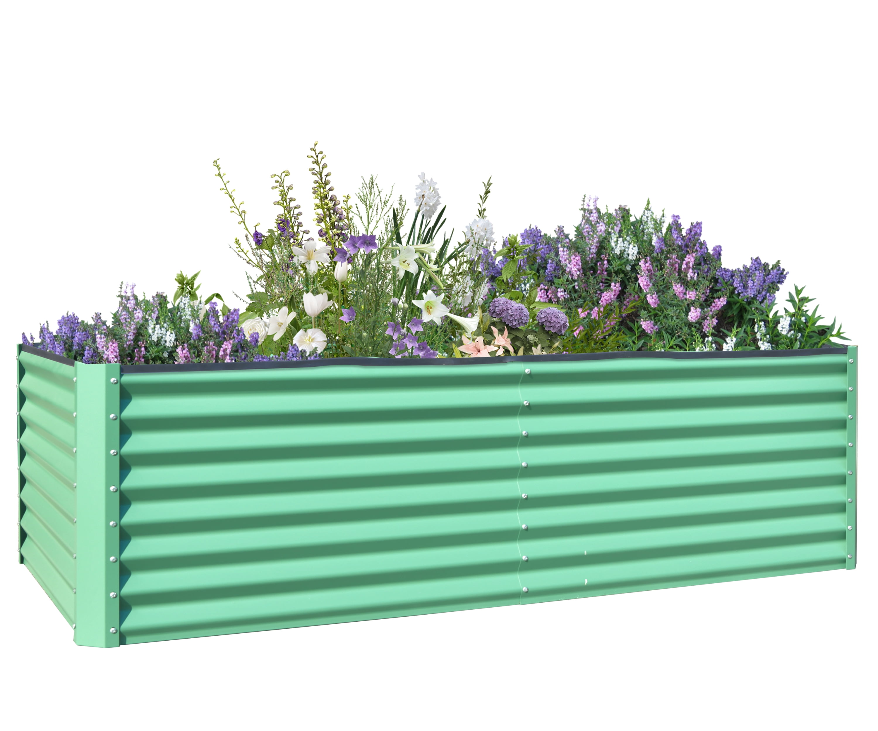 Domi Galvanized Raised Garden Bed ,Large Metal Planter Box for Growing Vegetables, Fruits, and ...