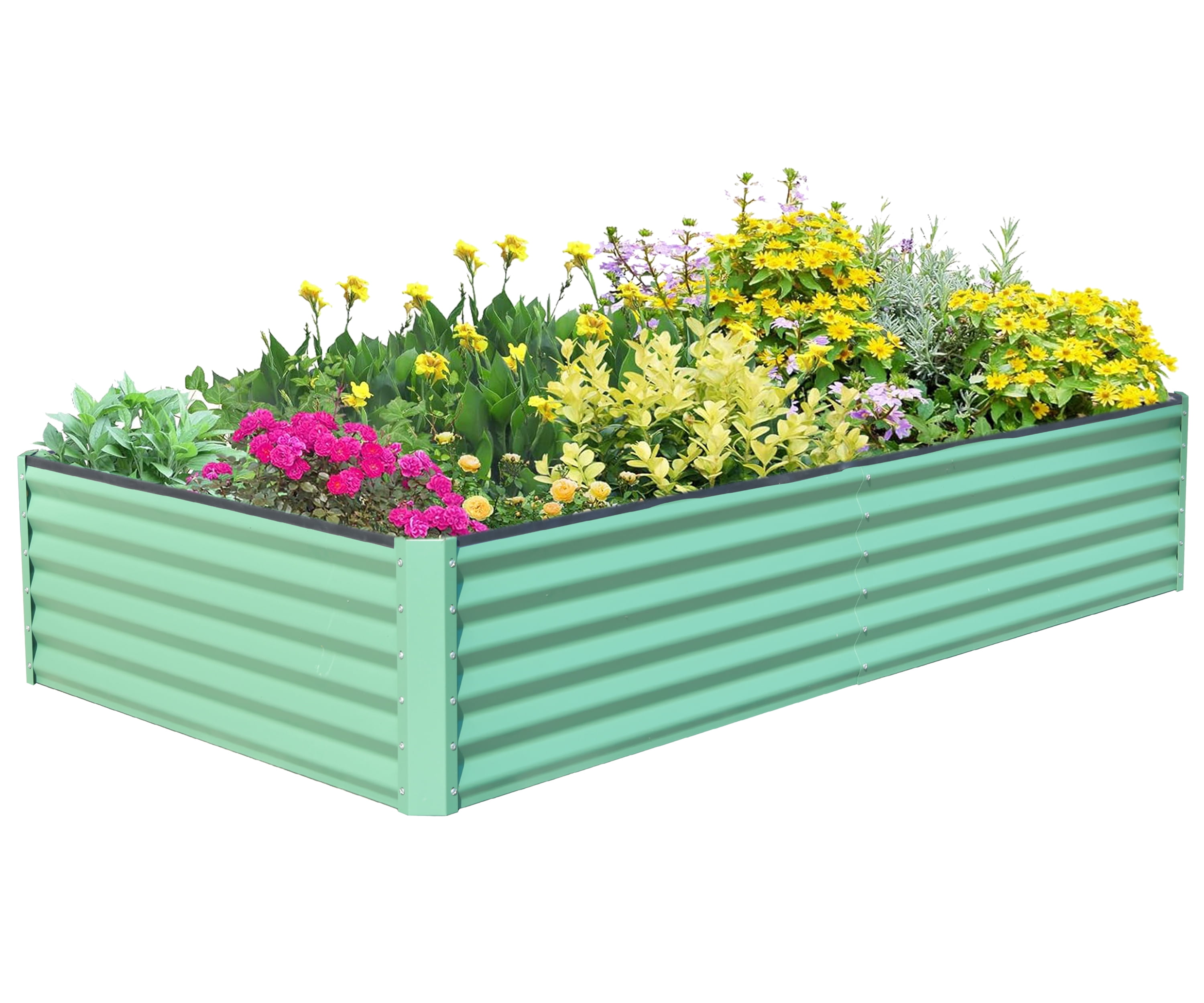 Domi Galvanized Raised Garden Bed ,Large Metal Planter Box for Growing Vegetables, Fruits, and ...