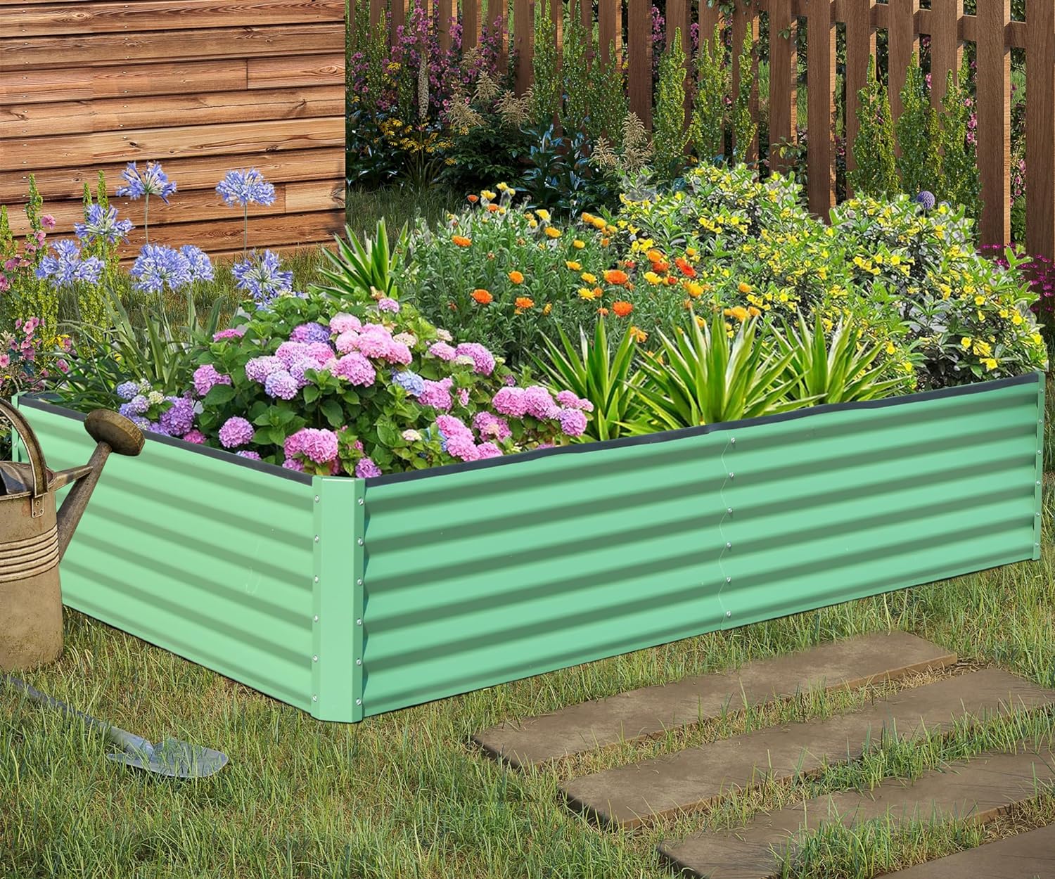 Domi Galvanized Raised Garden Bed, Outdoor Planter Garden Boxes Large ...